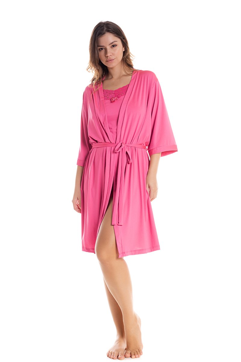 Robe Feminino Microfibra Sofisticado Rosa - Fofuxa