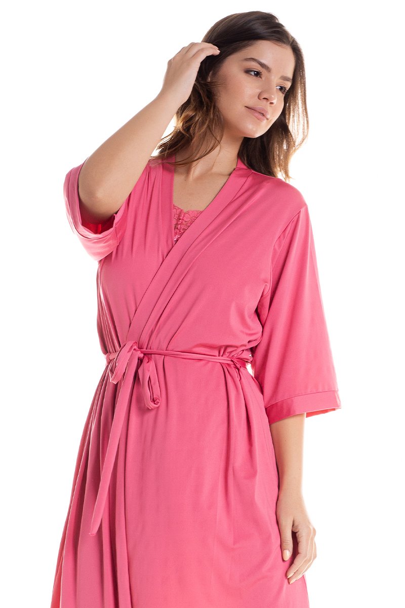 Robe Feminino Microfibra Sofisticado Rosa - Fofuxa